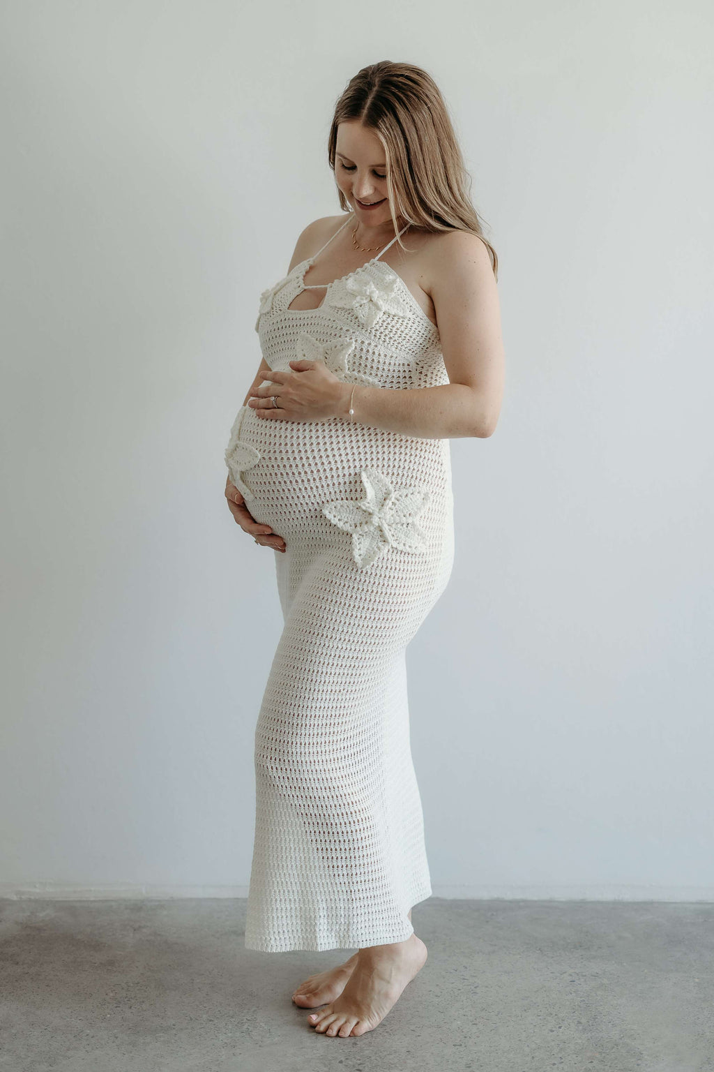 Meshki Kyla Floral Crochet Maxi Dress - Ivory | Mama Rentals
